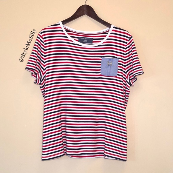 Tommy Hilfiger | Tops | Tommy Hilfiger Red White And Blue Striped Tee ...